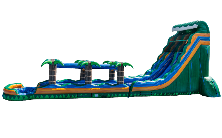 27' Tropical Emerald Rush Slip and Slide Combo - Party Perfect Rentals